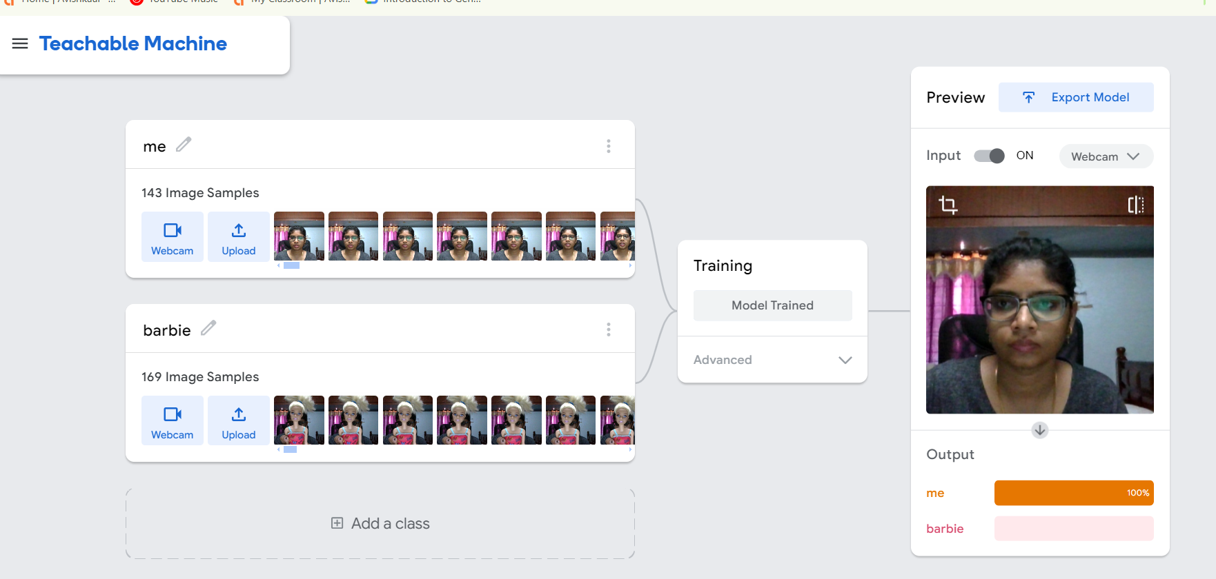 Google teachable machine - Avishkaar Project